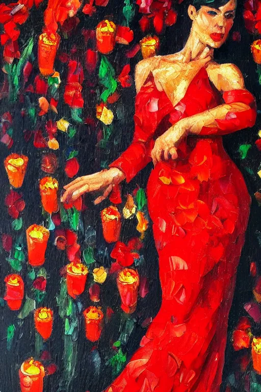 cubism oil painting of spanish flamenco dancer in | Stable Diffusion