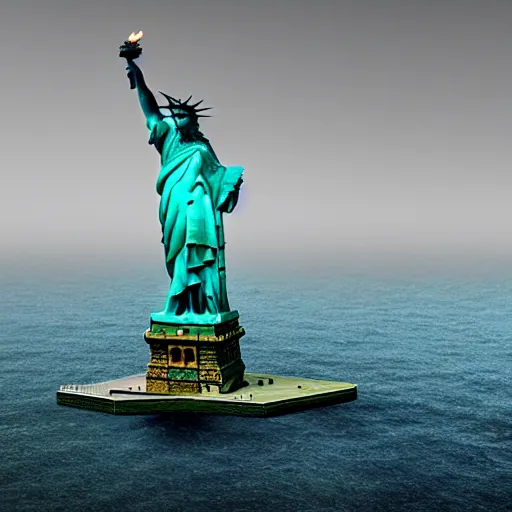 the statue of liberty under water, matte painting, 4k | Stable ...