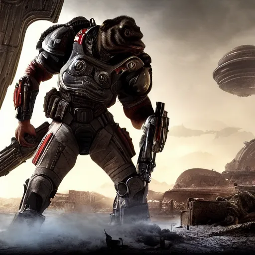 jar jar binks in gears of war, splash art, movie | Stable Diffusion ...