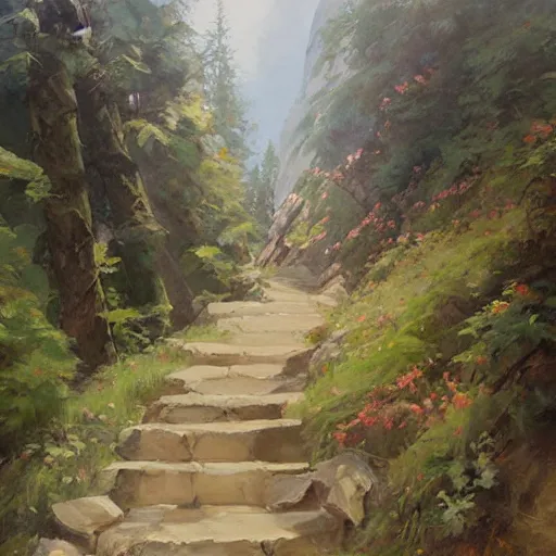 Time to climb the mountain path, an expressive oil | Stable Diffusion | OpenArt