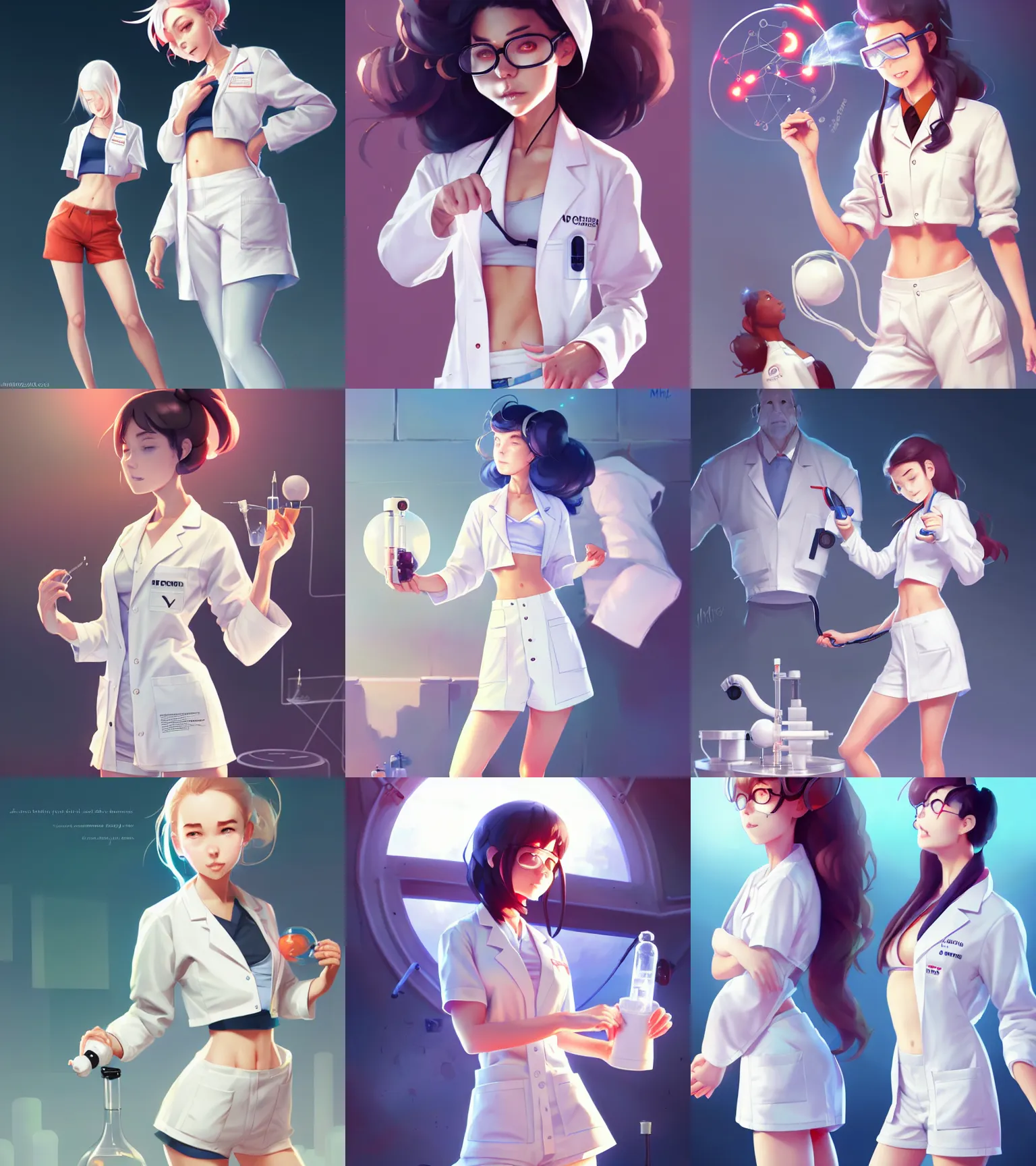 attractive scientist girl in the labcoat, by mignom | Stable Diffusion
