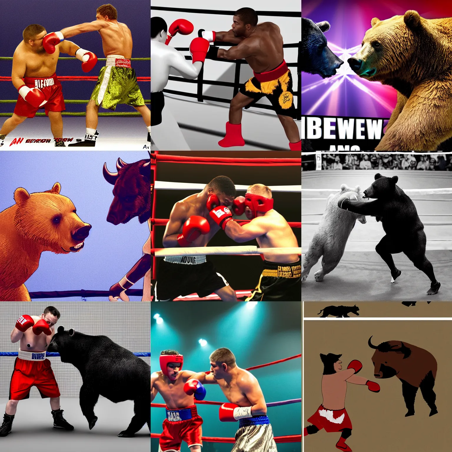 a boxing match bewteen a bear in the left corner and a | Stable ...