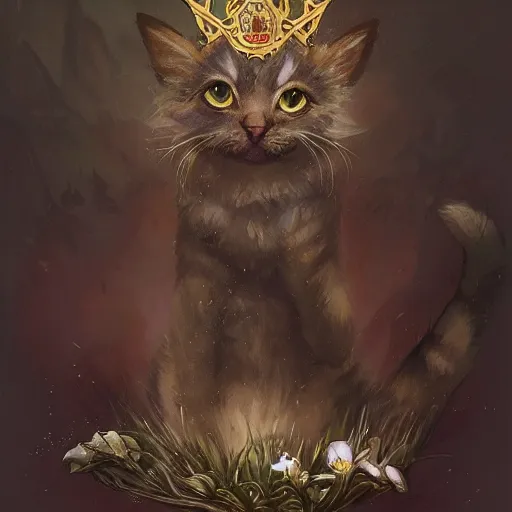 A heraldic queen kitty cat with big cute eyes and a | Stable Diffusion ...