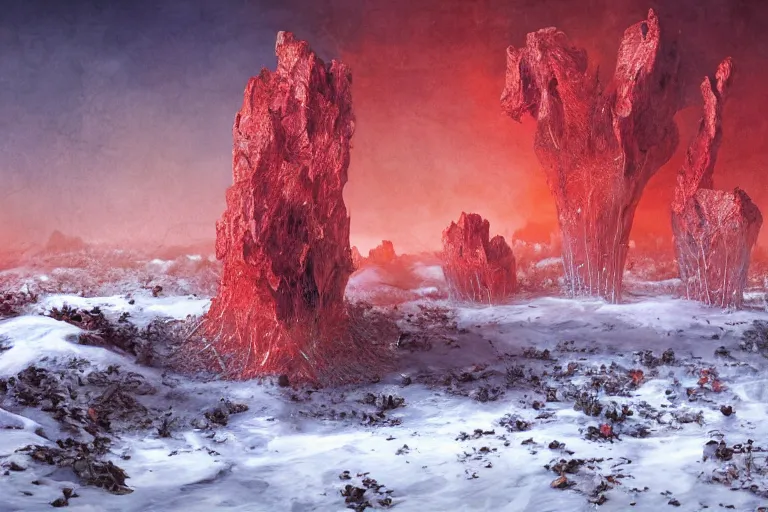 a large red crystal overgrowth sitting in the middle | Stable Diffusion ...