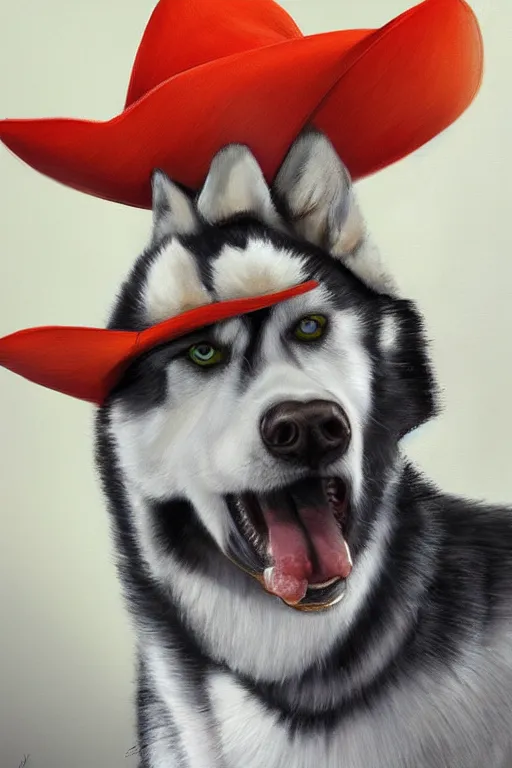 a portrait painting of a husky in cowboy costume, | Stable Diffusion ...