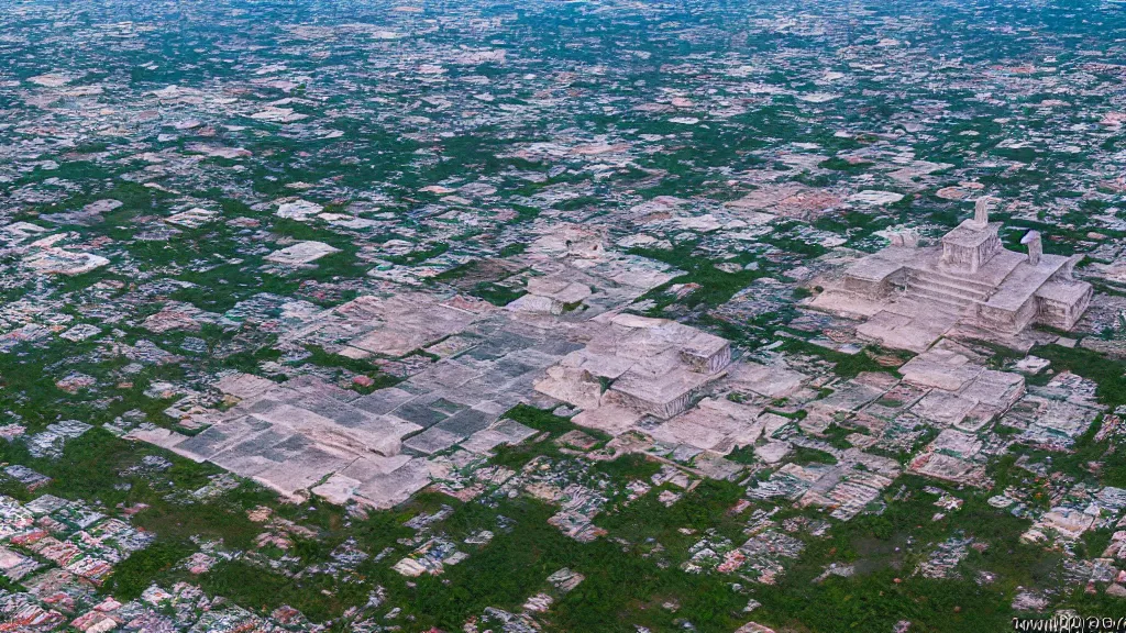 remarkable airplane view of the cyberpunk mayan city | Stable Diffusion ...