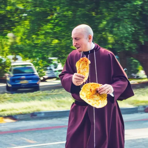 A priest riding a skateboard while eating tacos | Stable Diffusion ...