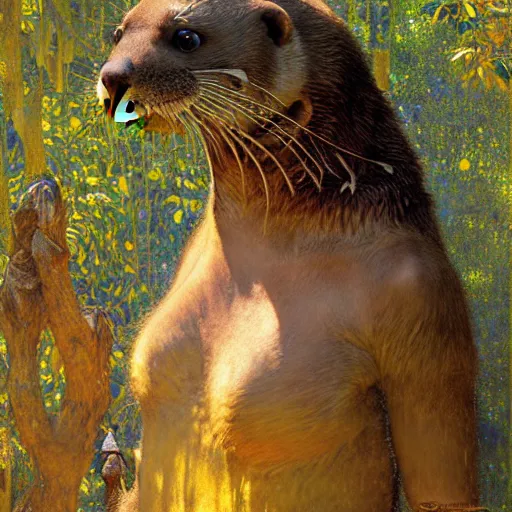 portrait of a female lady otter. furaffinity forest | Stable Diffusion ...
