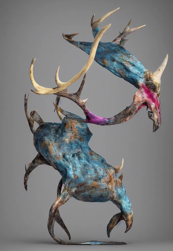 vibrant colors. delicate animal innards, antlers white | Stable ...
