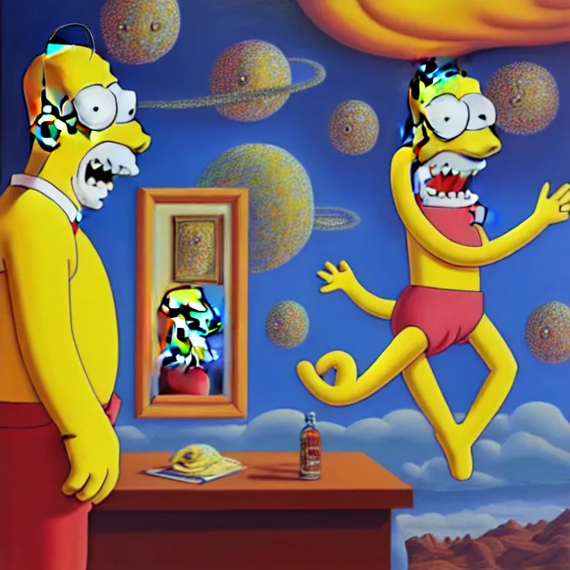 an oil on canvas portrait painting of homer simpson, | Stable Diffusion ...