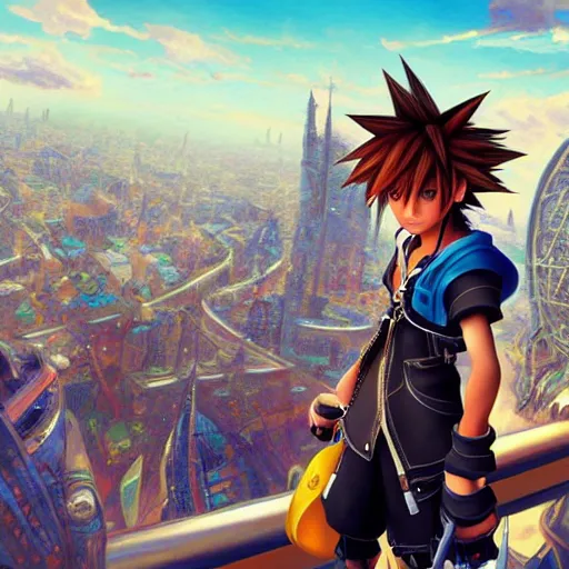 sora from kingdom hearts flying through a city, | Stable Diffusion ...
