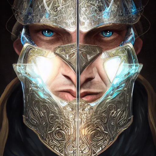 a portrait of face magician in glass armor releasing | Stable Diffusion ...