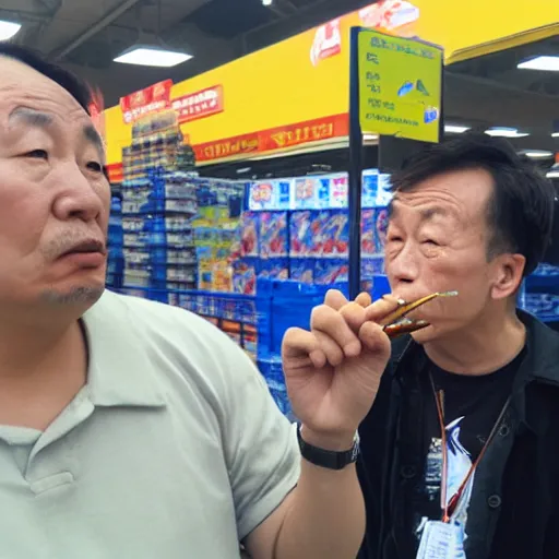 my chinese uncle smoking a cigarette at the Walmart | Stable Diffusion ...