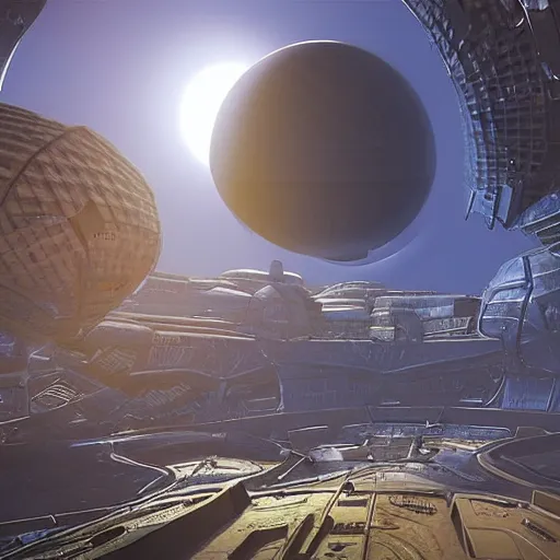 view from a city build inside of a dyson sphere. a | Stable Diffusion | OpenArt
