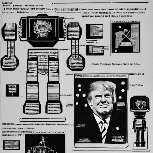 donald trump robot user manual, 1 9 8 0 style, | Stable Diffusion | OpenArt