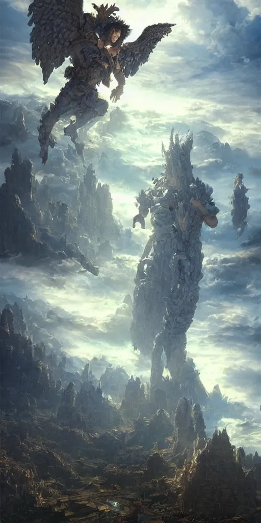 Art of beautiful angel rising above an ancient | Stable Diffusion | OpenArt