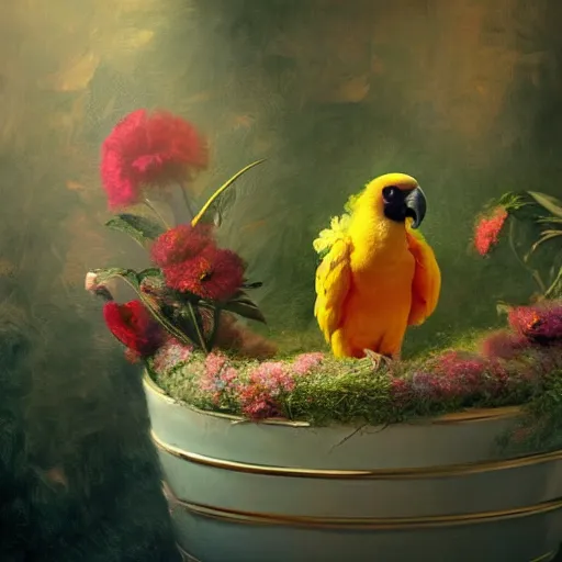 long shot of a very fluffy parrot chick nesting in a | Stable Diffusion ...