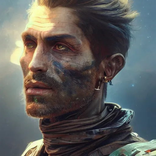 portrait painting of a futuristic rugged male rebel, | Stable Diffusion ...