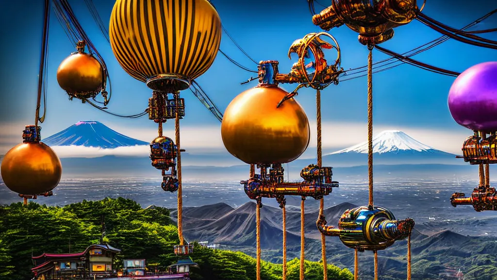 large colorful futuristic space age metallic steampunk | Stable ...