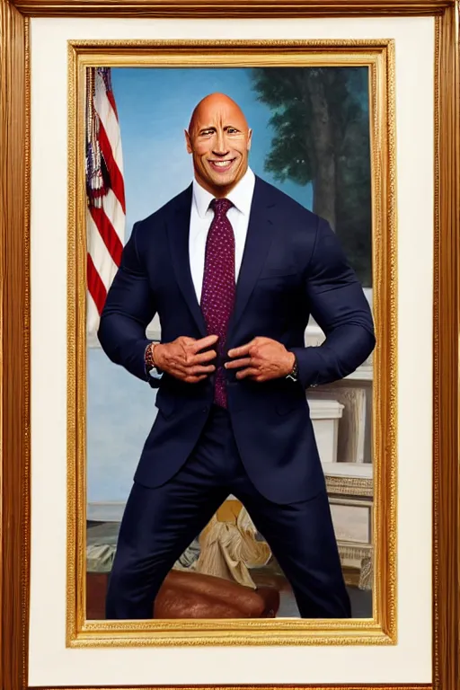an official presidential portrait of dwayne the rock | Stable Diffusion ...