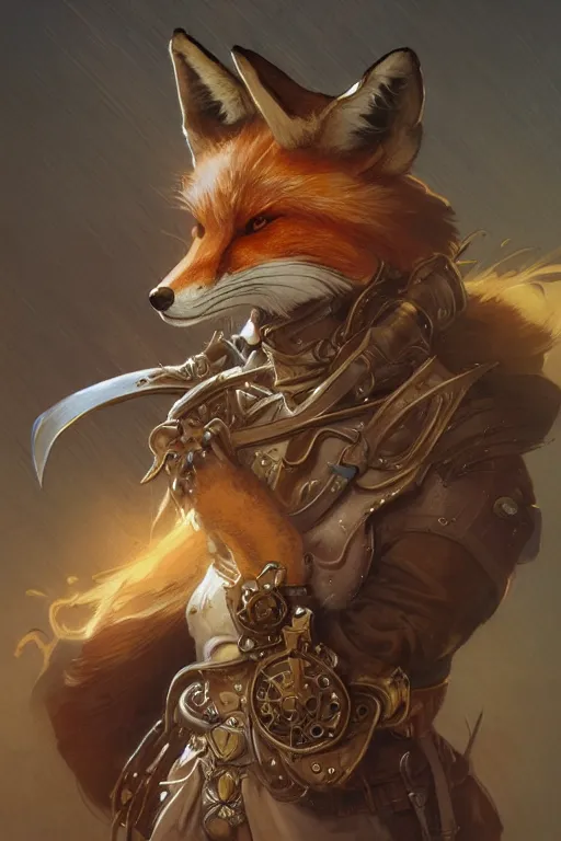 heroic character design of anthropomorphic fox, | Stable Diffusion