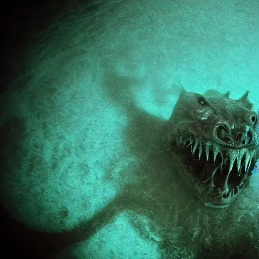 underwater closeup of a satanic sea monster in the | Stable Diffusion