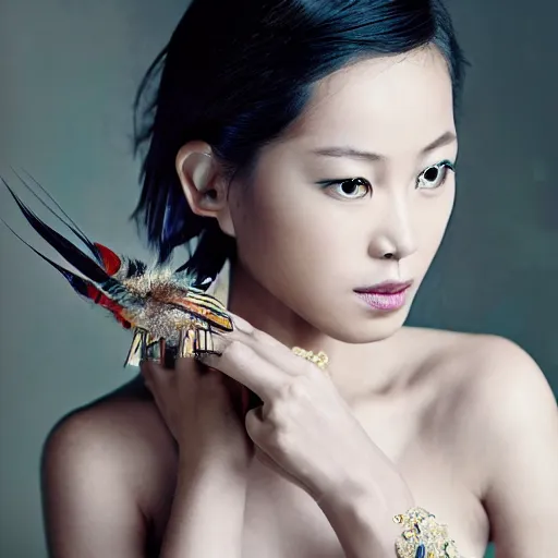 portrait of asian princess bird, fashion photography, | Stable ...
