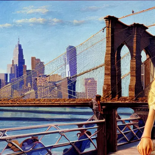 tuesday weld visits the brooklyn bridge by francine | Stable Diffusion ...