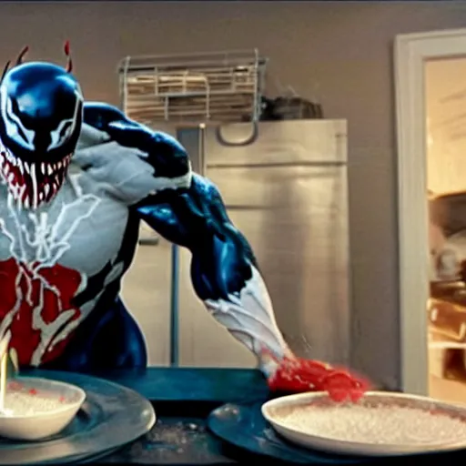 venom from marvel comics proudly baking a birthday | Stable Diffusion ...
