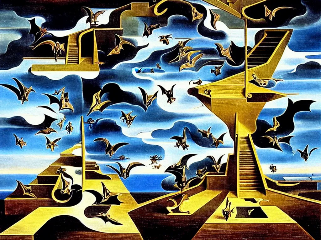 a painting of a staircase to heaven with the reverse | Stable Diffusion