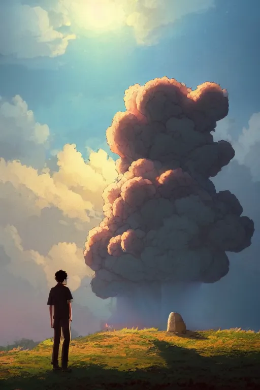 a highly detailed matte painting of a man on a hill | Stable Diffusion ...