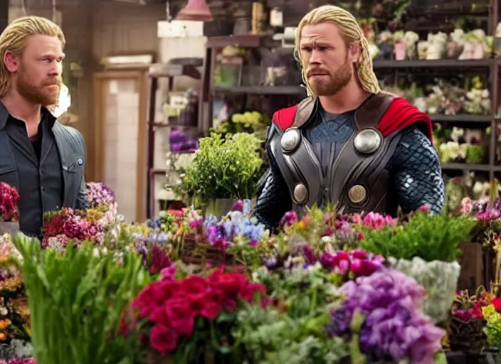 Thor working at a flower shop in the new avengers | Stable Diffusion ...