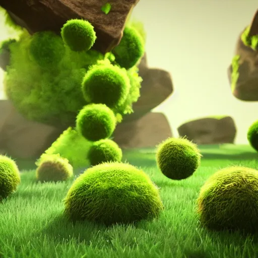 marimo moss balls with hands and legs running around, | Stable Diffusion | OpenArt