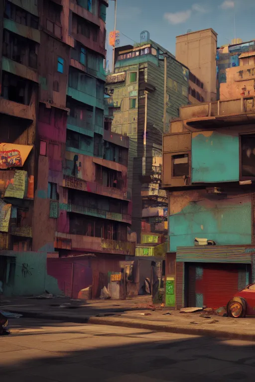 slum and homeless hood, aesthetic, pop art, by mike | Stable Diffusion ...