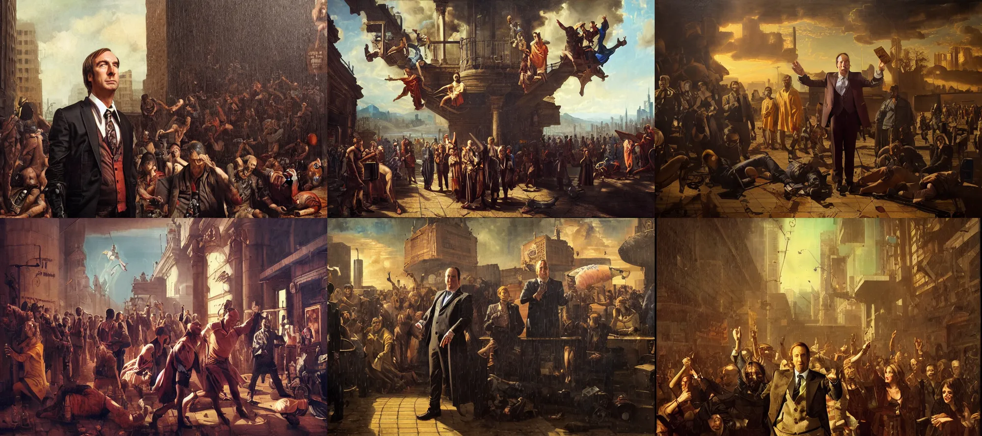 saul goodman in cyberpunk dystopian hell, baroque | Stable Diffusion | OpenArt