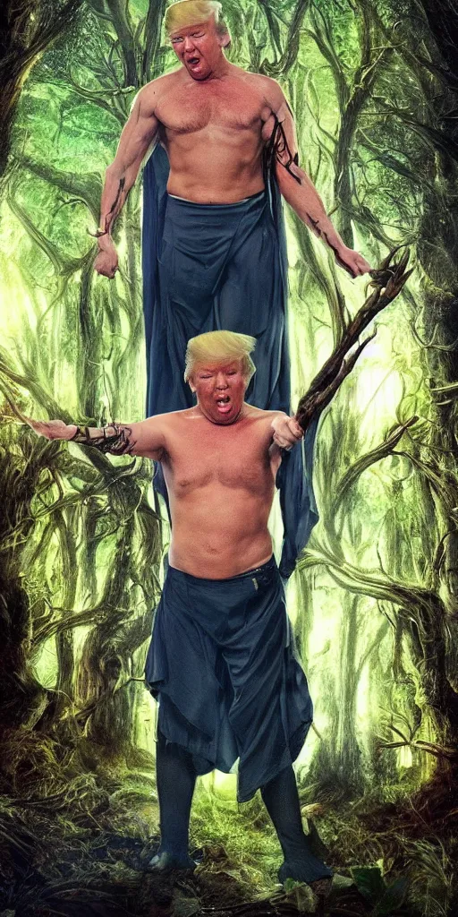 donald trump as a wizard druid in a forest landscape, | Stable ...