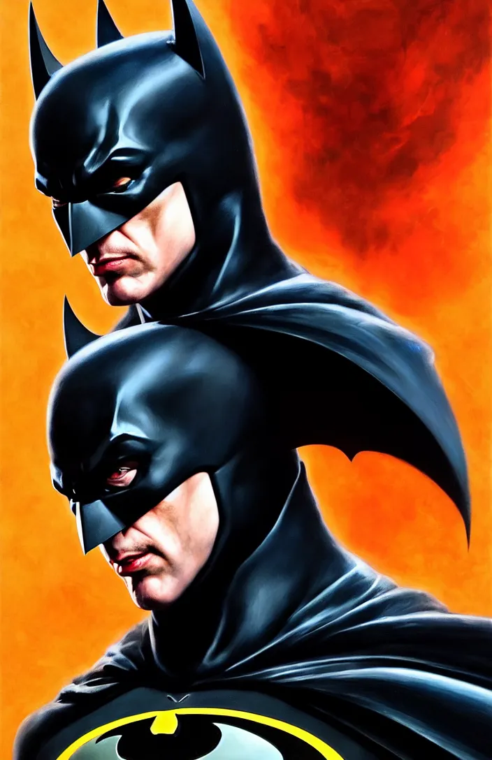 a portrait of batman standing with the batmobile by | Stable Diffusion ...