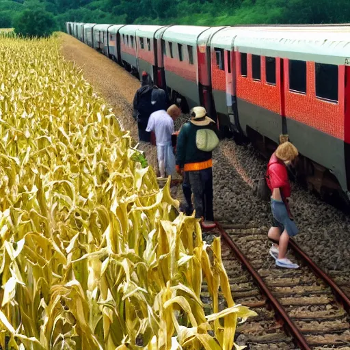 among us characters in a train going through a corn | Stable Diffusion ...