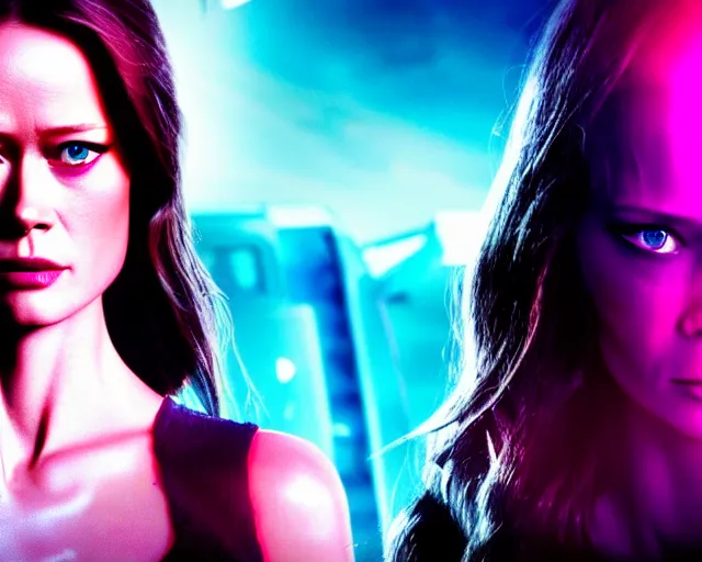 summer glau as synthwave terminator with a cybernetic | Stable ...