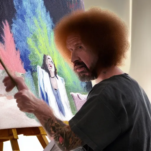 a closeup photorealistic photograph of bob ross | Stable Diffusion ...