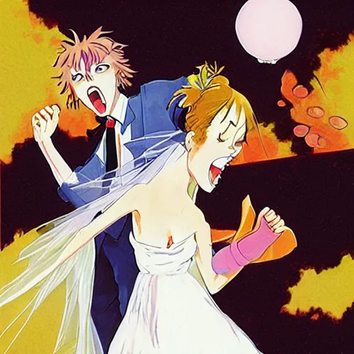 Anime bride screaming and slapping a groom, funny, | Stable Diffusion ...