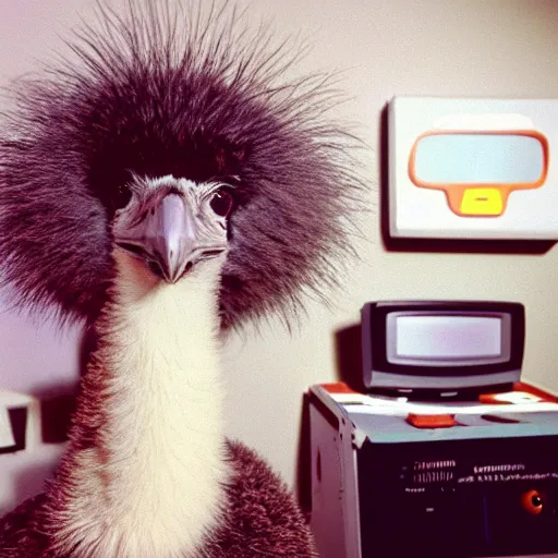 A fluffy emu is smiling at the camera, sitting in a | Stable Diffusion ...