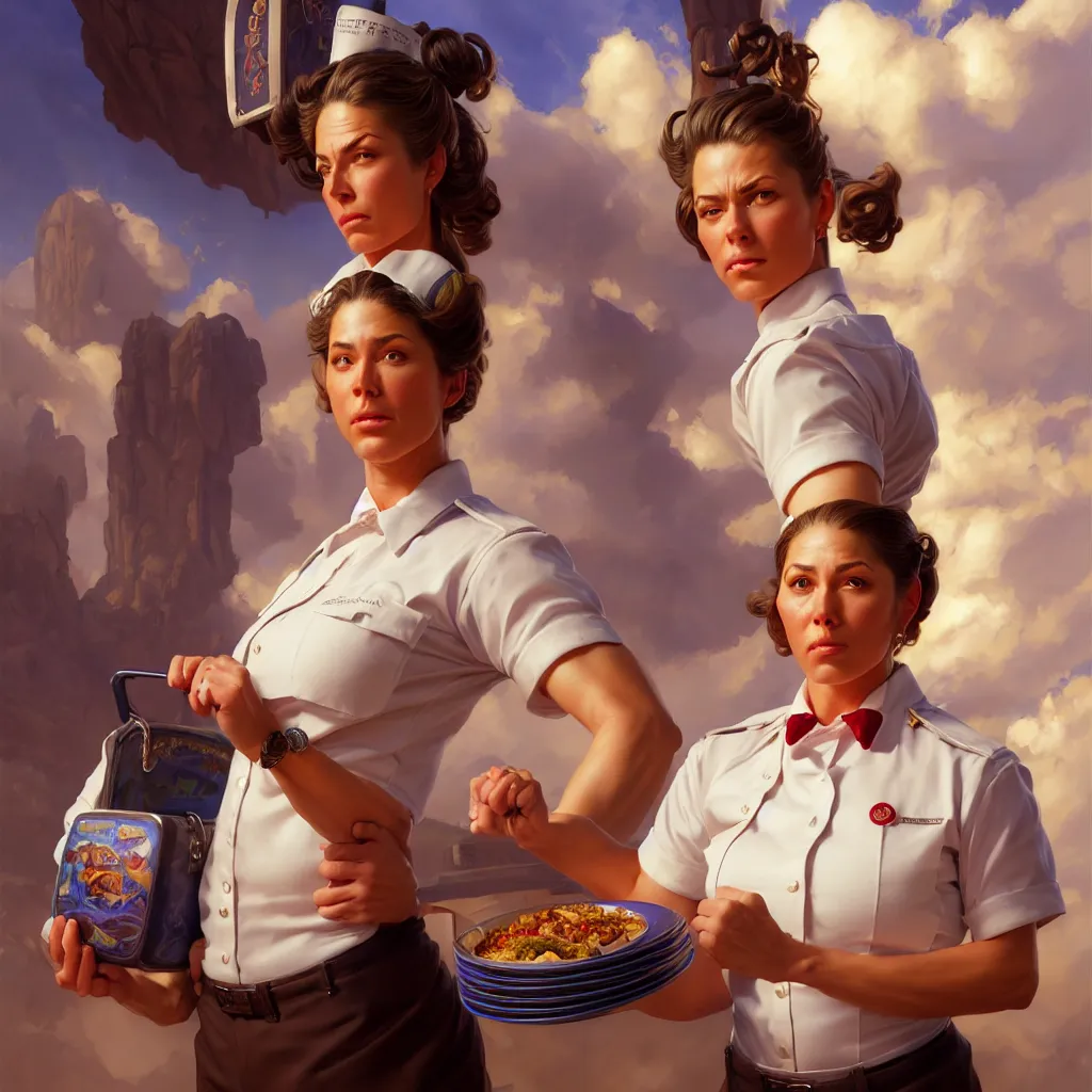 epic portrait an muscular waitress wearing short | Stable Diffusion ...