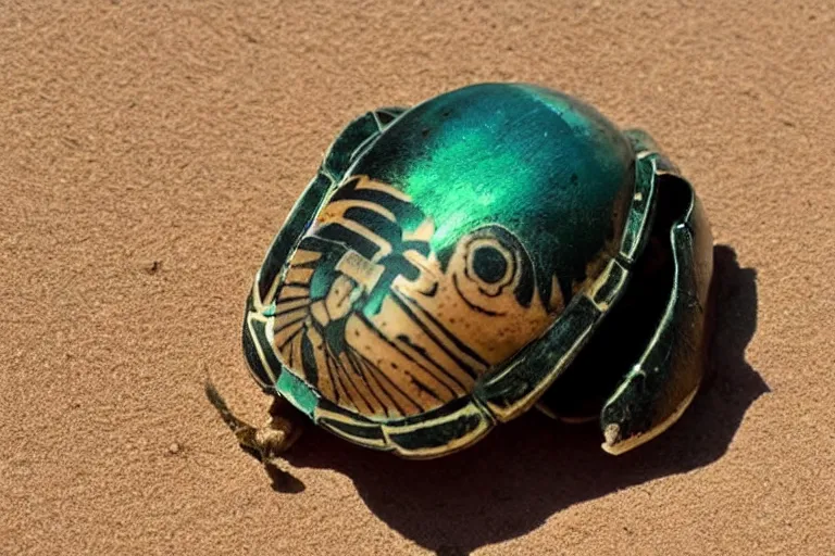beautiful tattooed scarab on a sand dune in egypt | Stable Diffusion