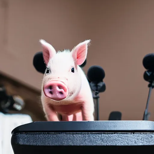 mini pig talking over a podium | Stable Diffusion | OpenArt