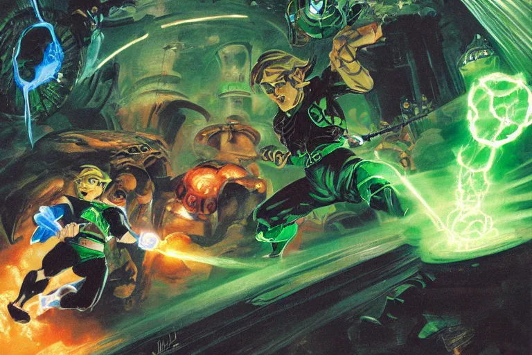 illustration of link fighting an underground electric | Stable ...