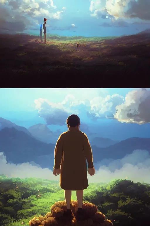 a highly detailed matte painting of a man on a hill | Stable Diffusion ...