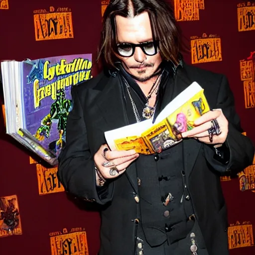 johnny depp reading a cyberfrog comic book | Stable Diffusion | OpenArt