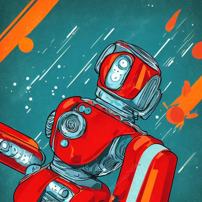 Retro-wave portrait of Soviet Robot in style of retro | Stable ...