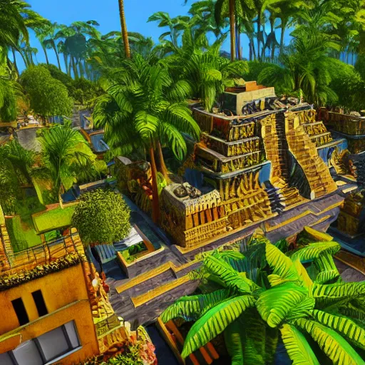 a lush golden aztec city sits in the the heart of the | Stable ...